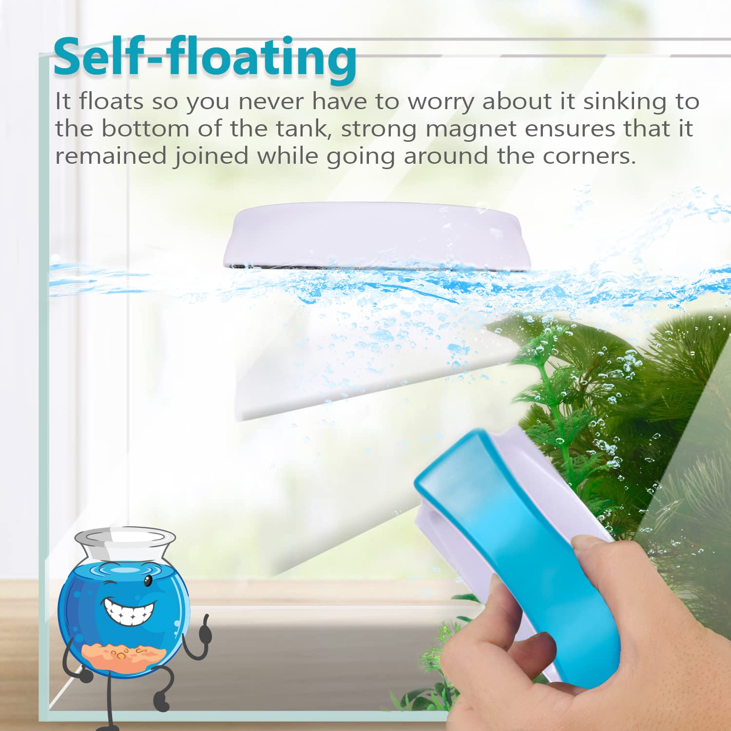 NEPTONION Magnetic Aquarium Fish Tank Glass Algae scrapers Glass Cleaner Scrubber Clean Brush [Floating,Scratch-Free,Non-Slip,magnetizing] S
