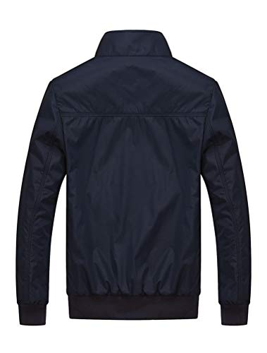 PASOK Men's Lightweight Softshell Coat Outerwear Zipper Windbreaker Flight Bomber Jacket Navy M