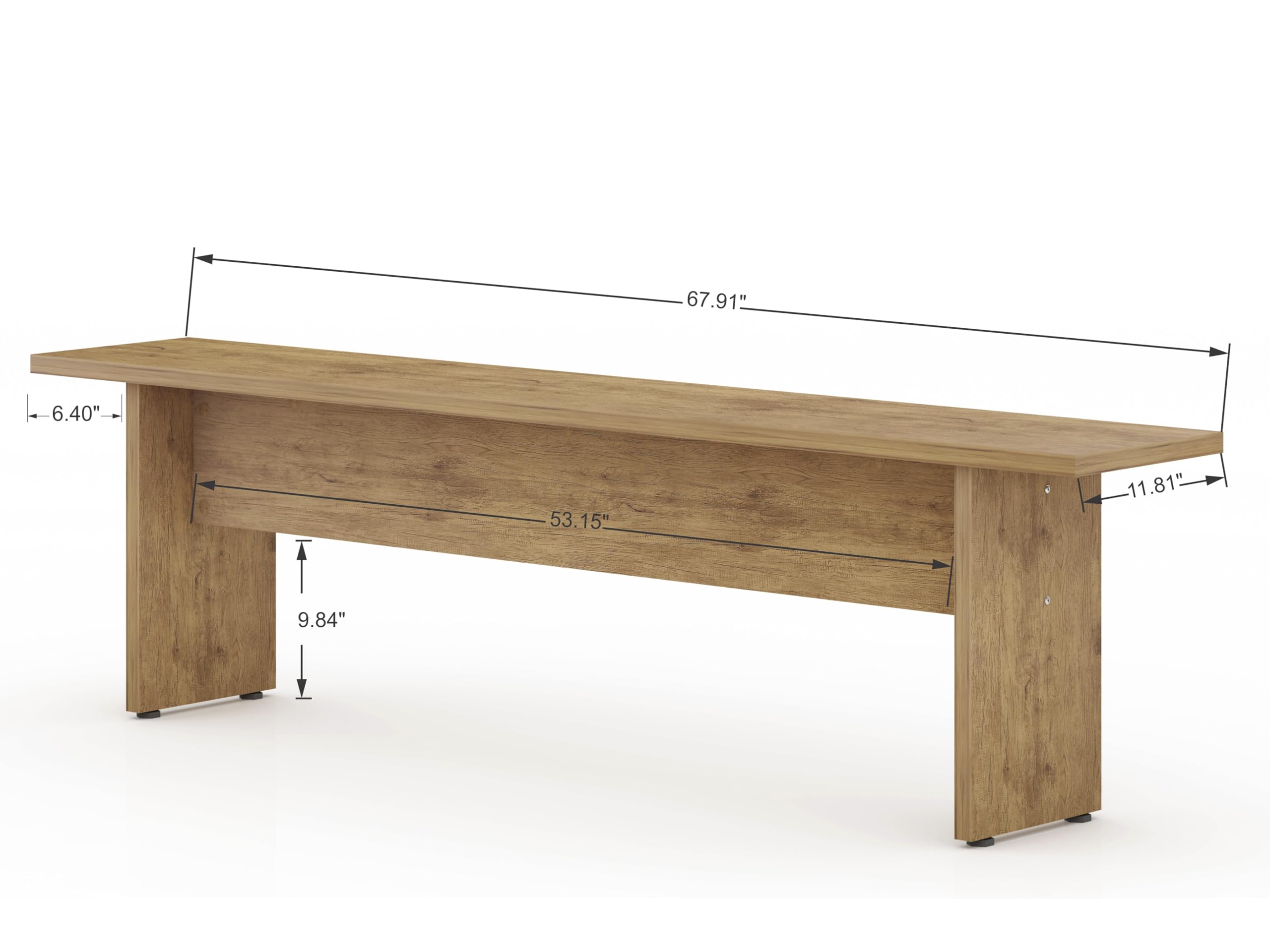 Manhattan Comfort Nomad 67" Dining Bench Seat for Indoor and Outdoor Use, Kitchen, Breakfast Nook, 2 Person Seating, Modern Rustic and Farmhouse Chic Design with Wood Grain Finish, Nature