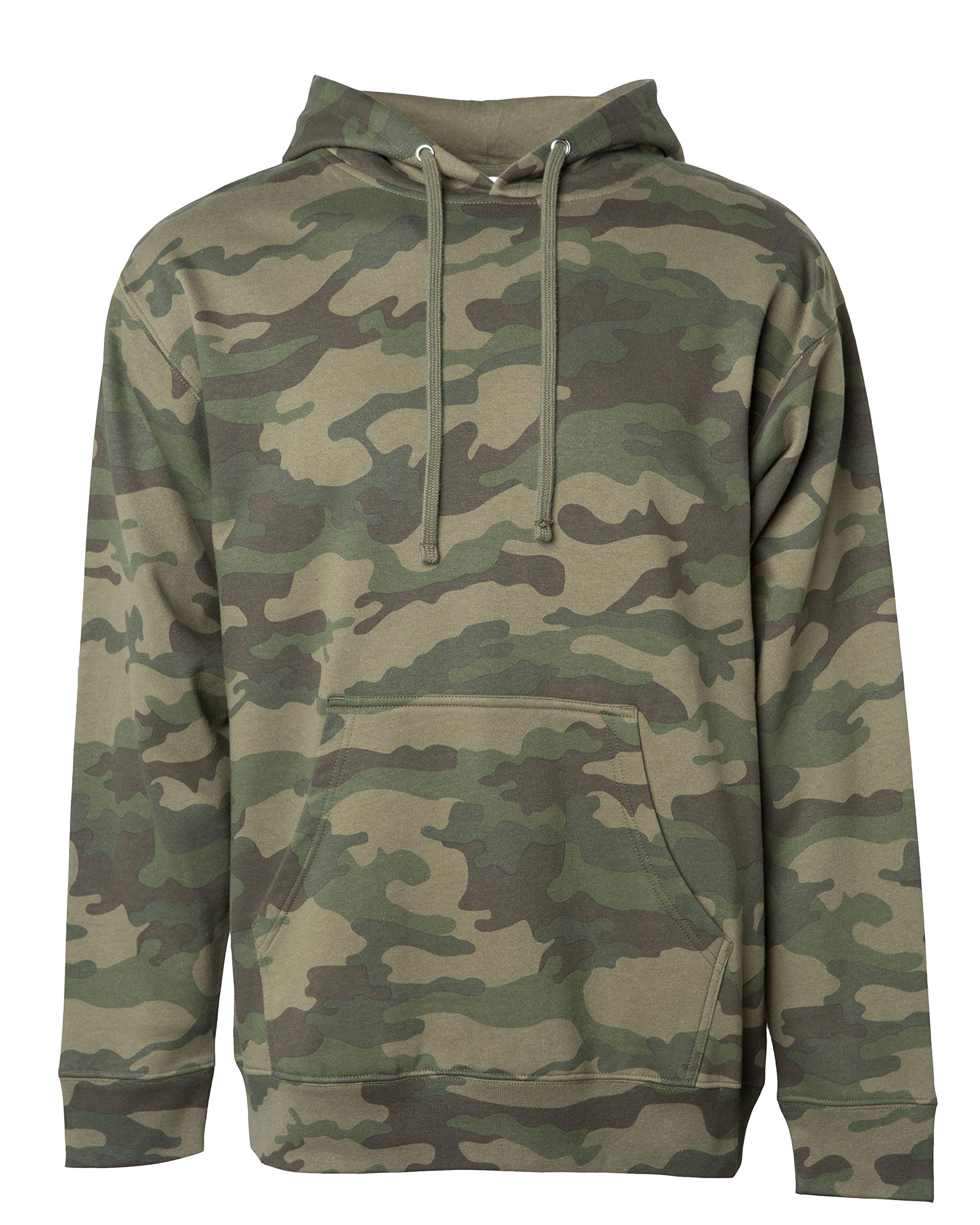 Global Blank Men's Midweight Sweatshirt Pullover Hoodie for Men Fleece Hoodies Green Camouflage