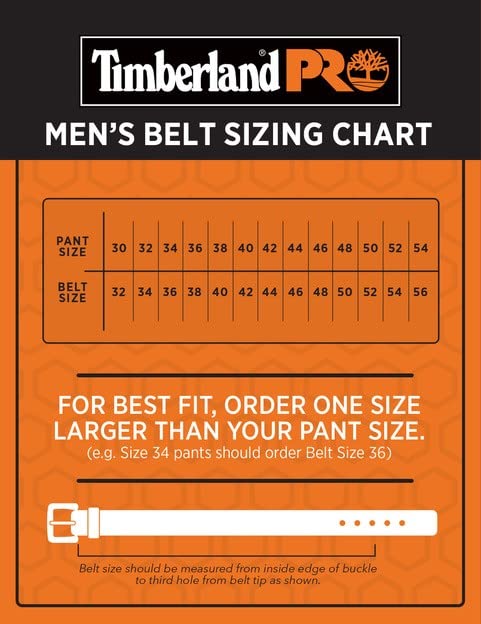 Timberland PRO Men's 38mm Boot Leather Belt, Black (Rubber Patch), 42