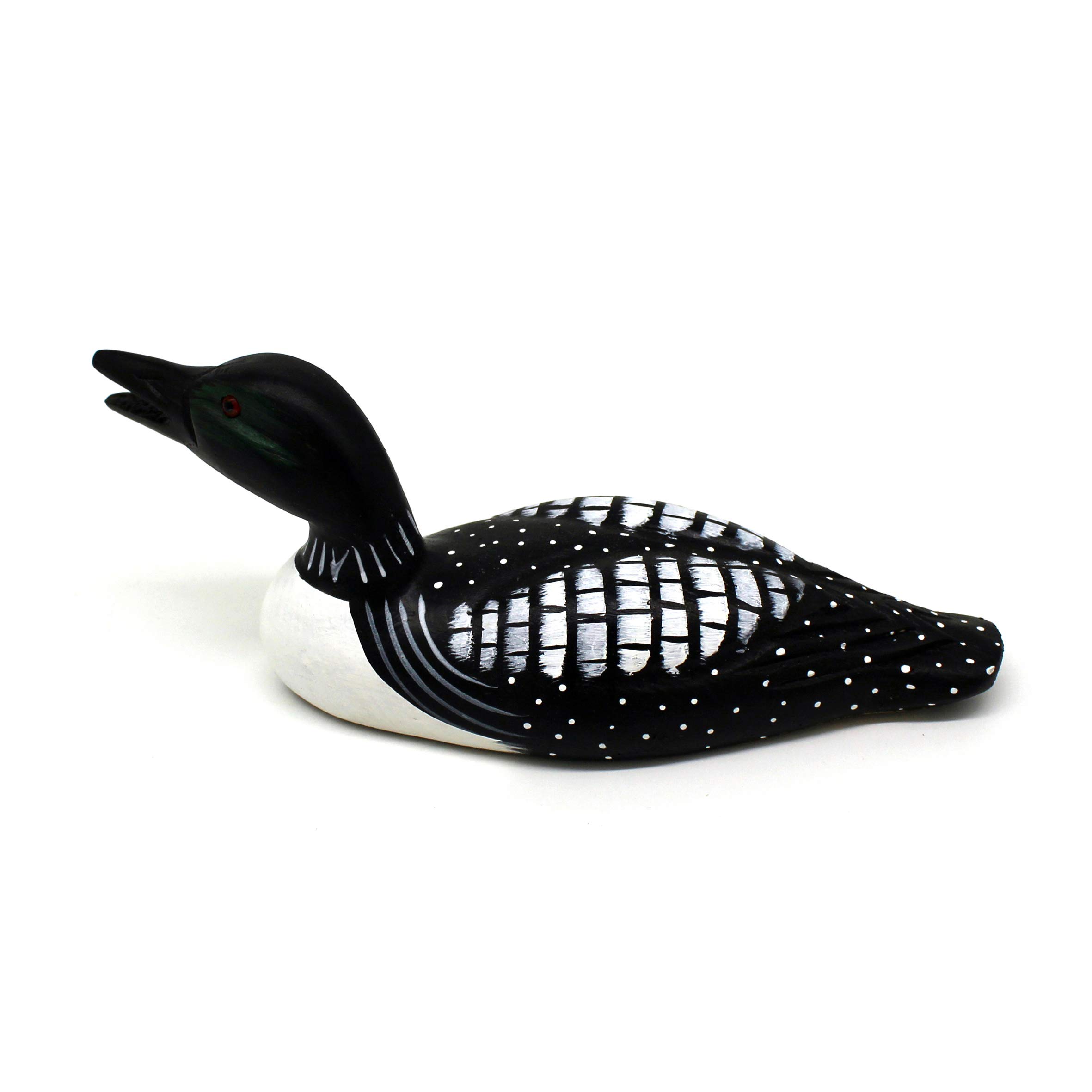 CVHOMEDECO. Primitives Hand Engraving and Painted Wood Loons Rustic Figurine Decorative Accent, Set of 2