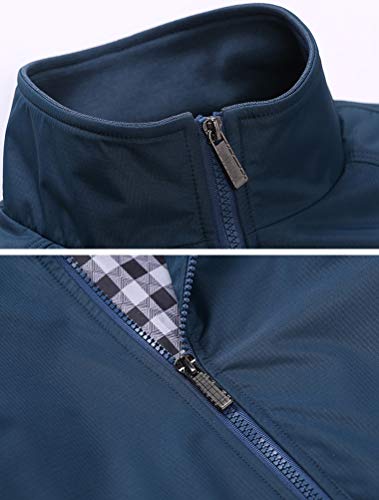 PASOK Men's Lightweight Softshell Coat Outerwear Zipper Windbreaker Flight Bomber Jacket Navy M