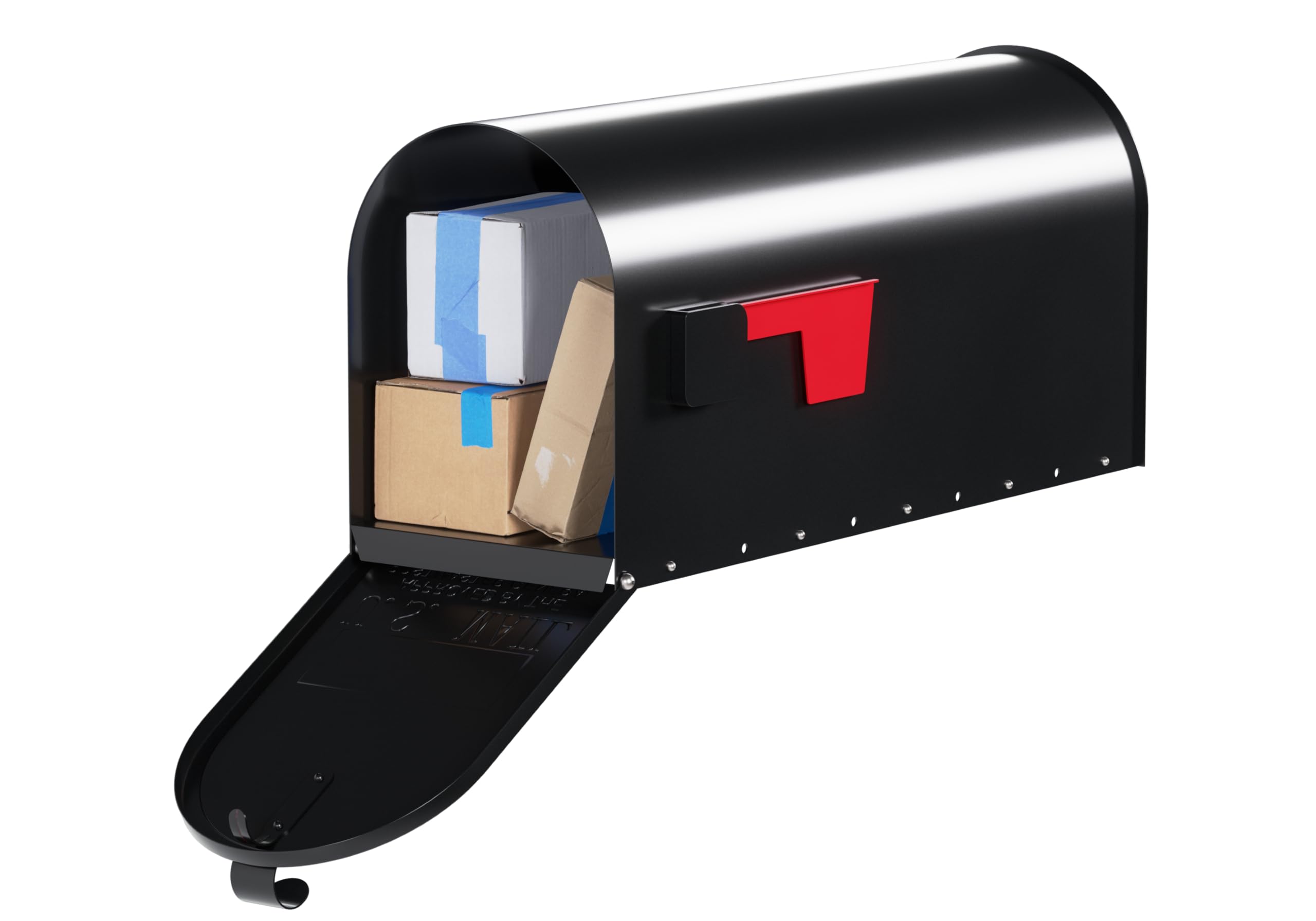 Mailboxes for Outside Post Mount with Durable Aluminium Flag - Medium Capacity, Black, Galvanized Steel - 6.92 in. W x 8.87in. H x 20.05 in. L - Metal Mailbox