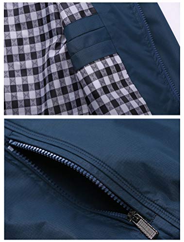PASOK Men's Lightweight Softshell Coat Outerwear Zipper Windbreaker Flight Bomber Jacket Navy M