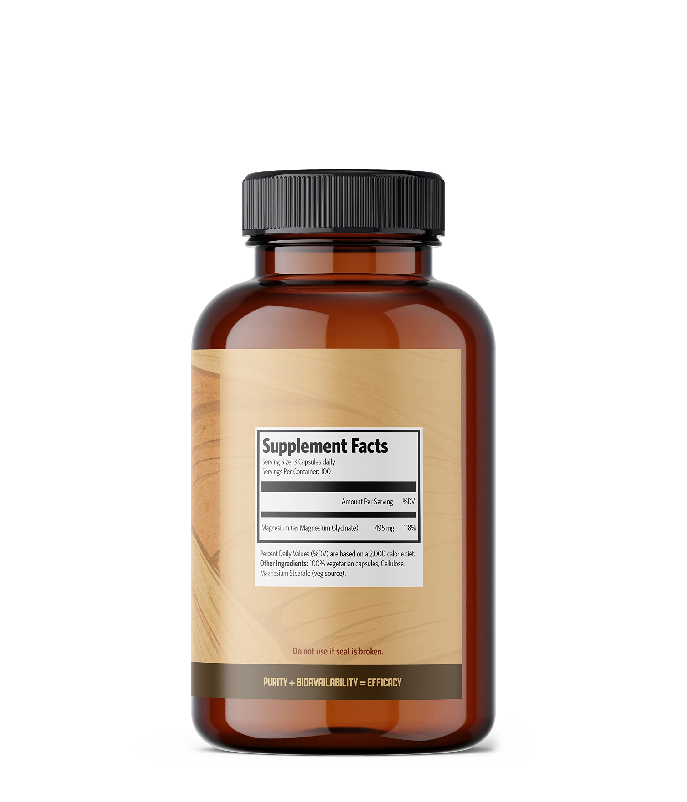 Magnesium Glycinate 165mg/caps (3 caps/Day for 500mg) - 300 caps - Magnesium Supplement from Canada - Magnesium Pills Supplement - Magnesio Glycinate Capsule Made in Canada