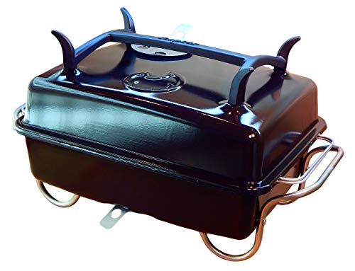 Raptor Grilling - Optimized Portable Charcoal Grill Smoker - Barbecue for Camping, Tailgating & Travel – Go Anywhere With This Tabletop Outdoor BBQ Cooker and Char-Grill, Broil, Smoke or Hibachi-BLACK