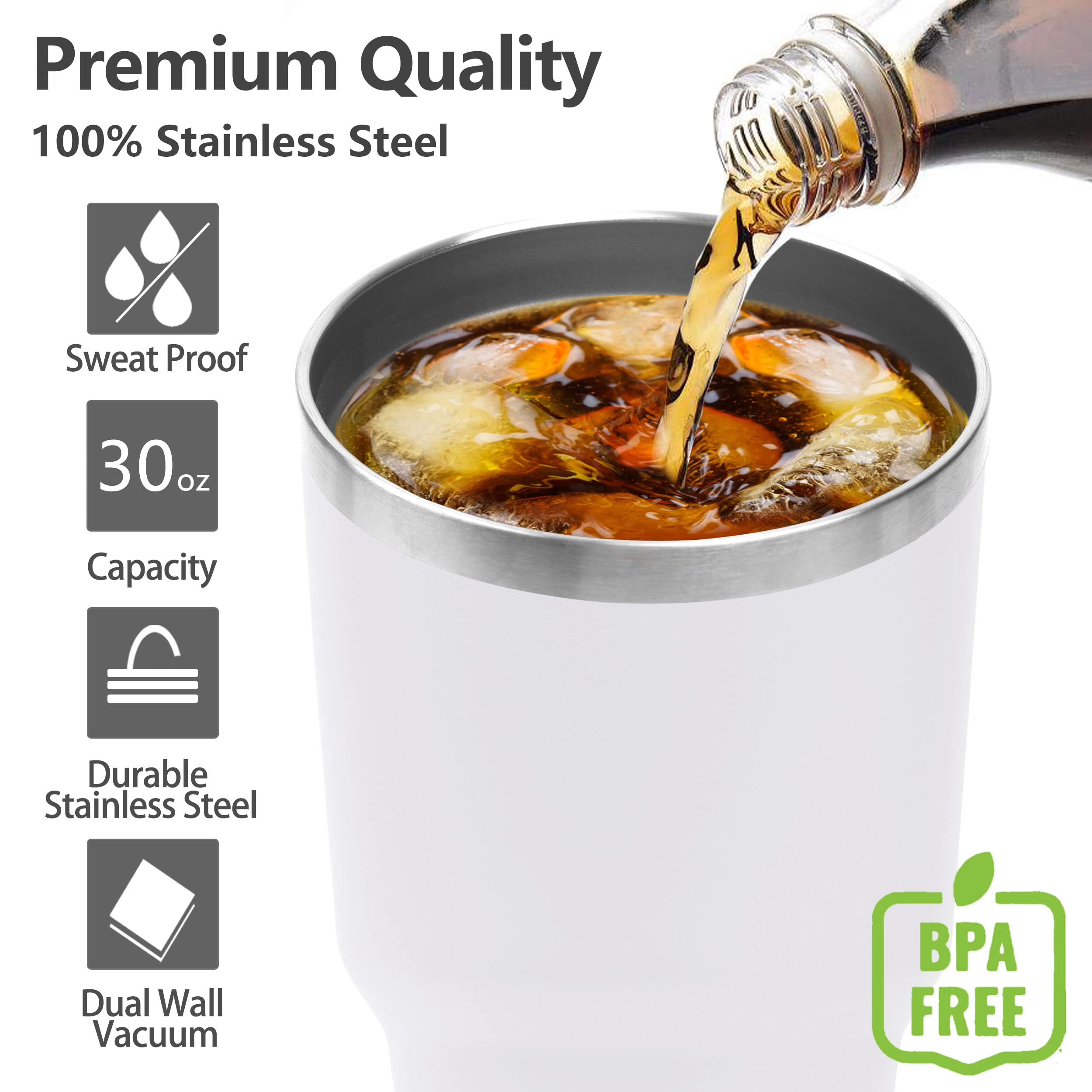 Toopify 30 oz Stainless Steel Insulated Tumbler Travel Mug with Straw Slider Lid, Cleaning Brush, Double Wall Vacuum