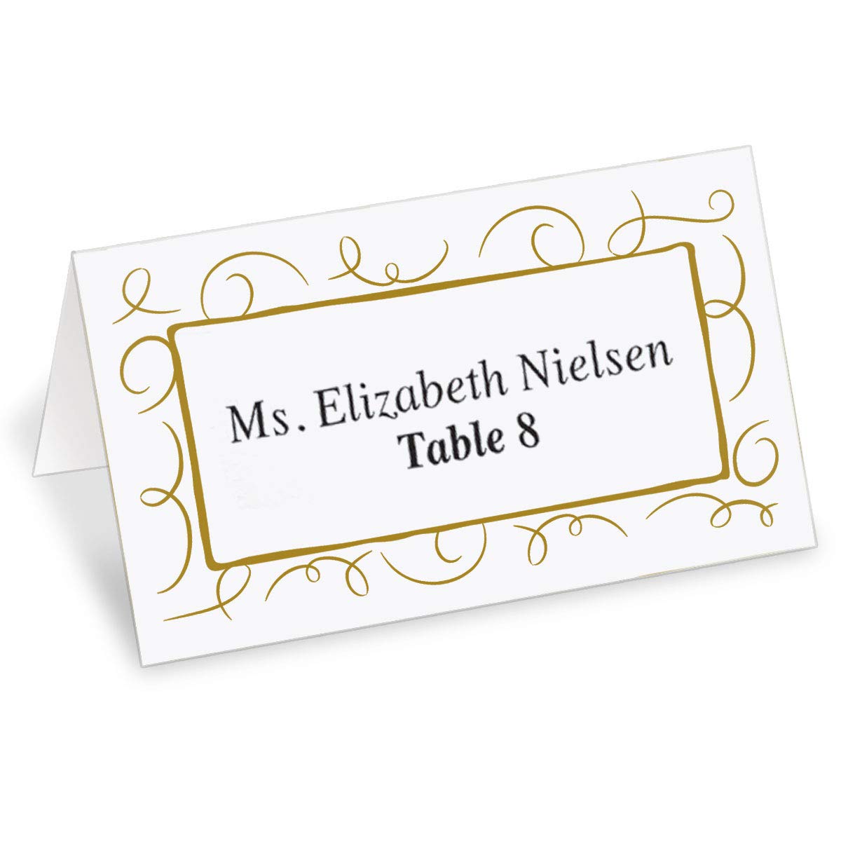 PaperDirect White Cover Stock Place Cards with Filigree Gold Foil Border, 200-Pack
