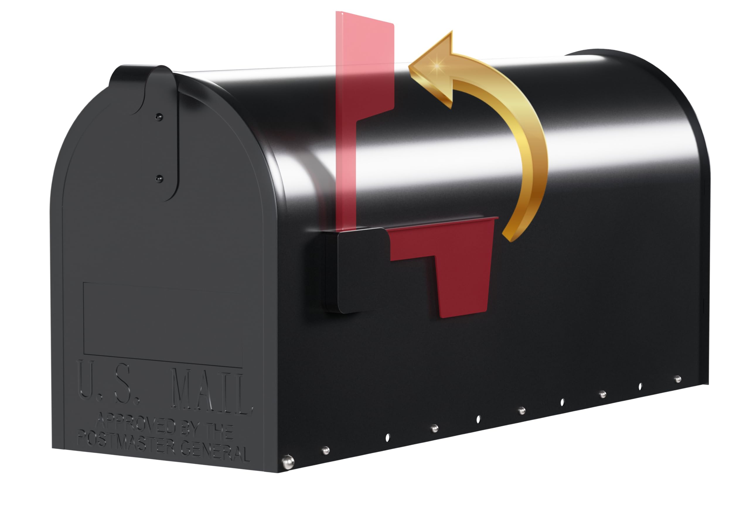 Mailboxes for Outside Post Mount with Durable Aluminium Flag - Medium Capacity, Black, Galvanized Steel - 6.92 in. W x 8.87in. H x 20.05 in. L - Metal Mailbox