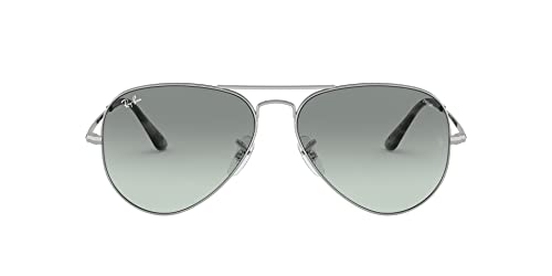 Ray-Ban RB3689 Aviator Metal II Evolve Polarized Sunglasses, Silver/Photochromic Azure Gradient Blue, 58 mm