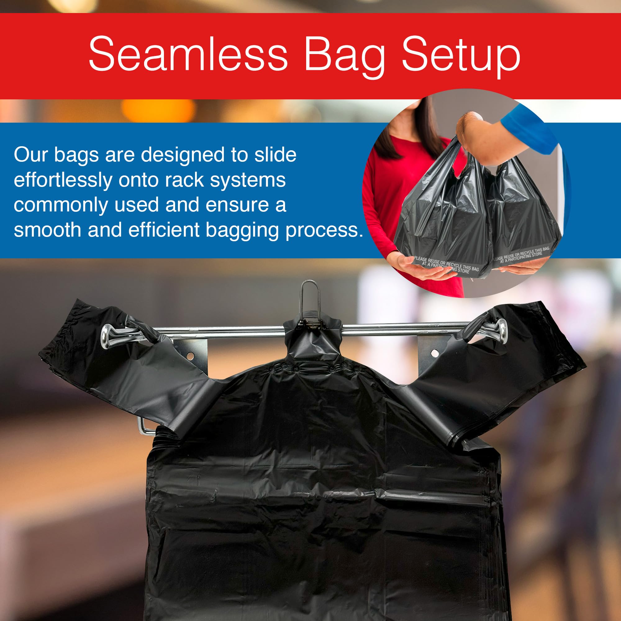 Reli. T-shirt Bags (300 Count) (Black) (11.5" x 6.5" x 21") - Black Plastic Bags (Plain) - Grocery, Shopping, Restaurants