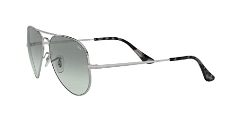 Ray-Ban RB3689 Aviator Metal II Evolve Polarized Sunglasses, Silver/Photochromic Azure Gradient Blue, 58 mm