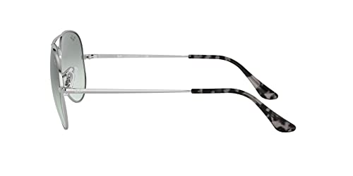 Ray-Ban RB3689 Aviator Metal II Evolve Polarized Sunglasses, Silver/Photochromic Azure Gradient Blue, 58 mm