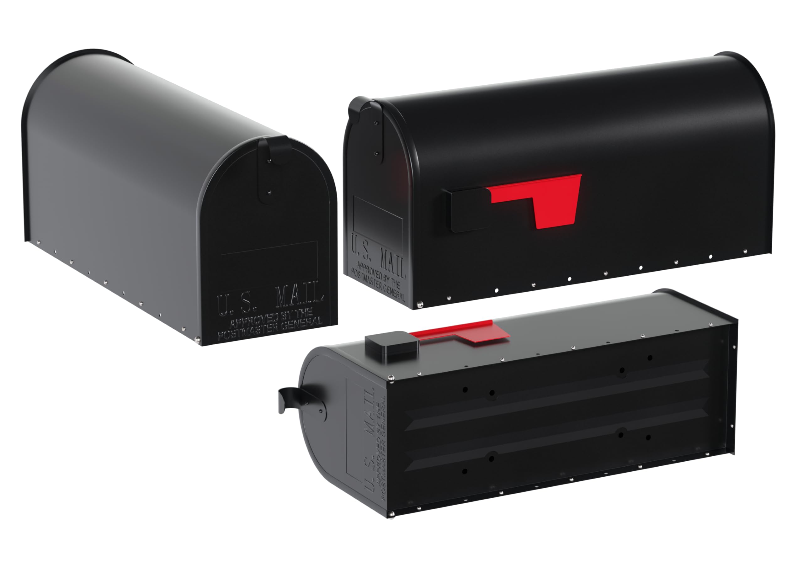 Mailboxes for Outside Post Mount with Durable Aluminium Flag - Medium Capacity, Black, Galvanized Steel - 6.92 in. W x 8.87in. H x 20.05 in. L - Metal Mailbox