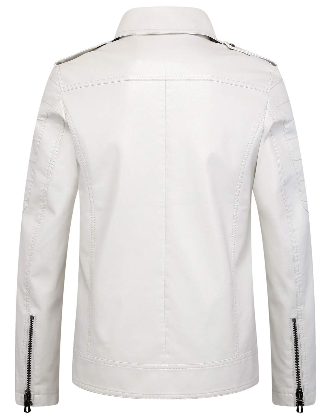 chouyatou Men's Vintage Asymmetric Zip Lightweight Faux Leather Biker Jacket (X-Large, White)