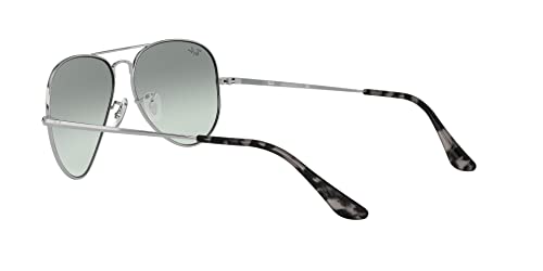 Ray-Ban RB3689 Aviator Metal II Evolve Polarized Sunglasses, Silver/Photochromic Azure Gradient Blue, 58 mm