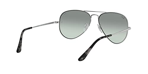 Ray-Ban RB3689 Aviator Metal II Evolve Polarized Sunglasses, Silver/Photochromic Azure Gradient Blue, 58 mm