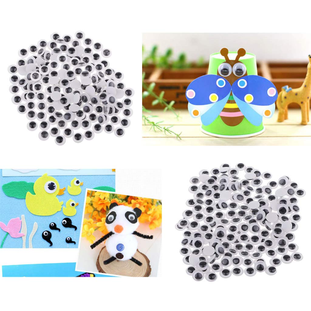 Baosity 400Pcs Bulk Wiggle Eye Round Plastic Clear Moving Eyes Wobbly Googly Adornments - 8mm, 10mm