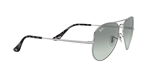 Ray-Ban RB3689 Aviator Metal II Evolve Polarized Sunglasses, Silver/Photochromic Azure Gradient Blue, 58 mm