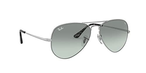 Ray-Ban RB3689 Aviator Metal II Evolve Polarized Sunglasses, Silver/Photochromic Azure Gradient Blue, 58 mm