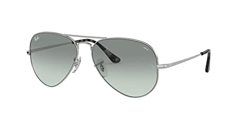 Ray-Ban RB3689 Aviator Metal II Evolve Polarized Sunglasses, Silver/Photochromic Azure Gradient Blue, 58 mm