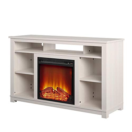 Ameriwood Home Edgewood Fireplace TV Stand for TVs up to 55", Ivory Pine