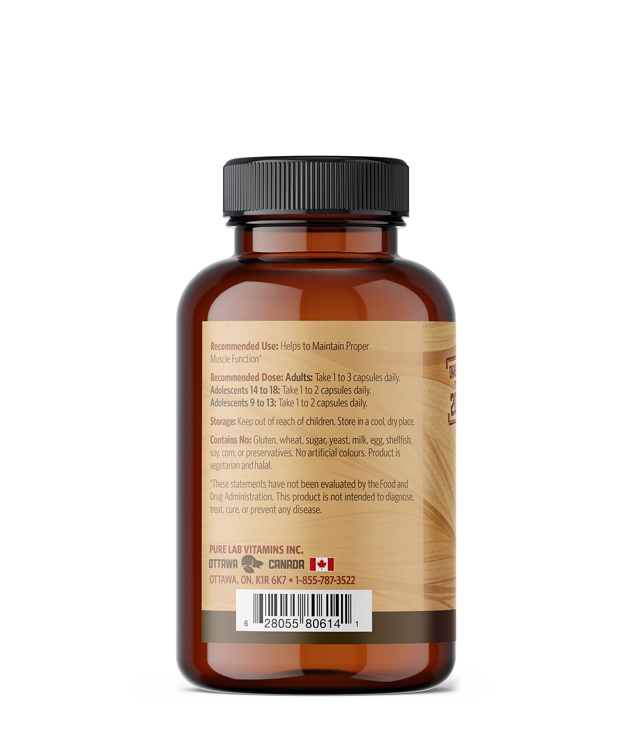 Magnesium Glycinate 165mg/caps (3 caps/Day for 500mg) - 300 caps - Magnesium Supplement from Canada - Magnesium Pills Supplement - Magnesio Glycinate Capsule Made in Canada