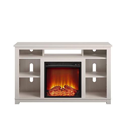 Ameriwood Home Edgewood Fireplace TV Stand for TVs up to 55", Ivory Pine