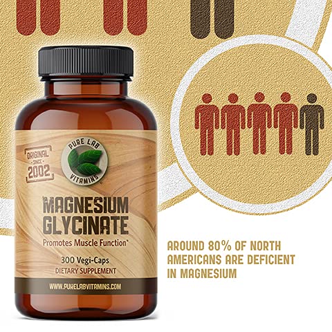 Magnesium Glycinate 165mg/caps (3 caps/Day for 500mg) - 300 caps - Magnesium Supplement from Canada - Magnesium Pills Supplement - Magnesio Glycinate Capsule Made in Canada