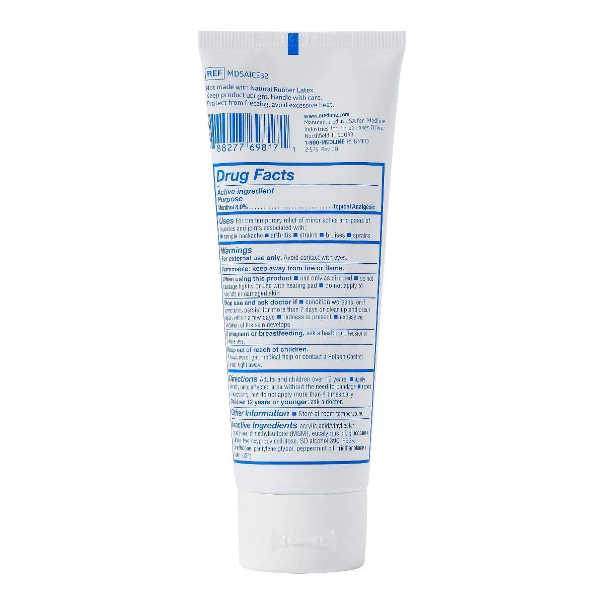 Medline ActivICE Topical Pain Reliever Gel, Great for Arthritis, Muscle Aches and Back Injuries, 4-oz Tube