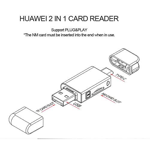JSER USB-C Type C USB 2.0 to NM Nano Memory Card & TF Micro SD Card Reader Compatible for Huawei Cell Phone & Laptop