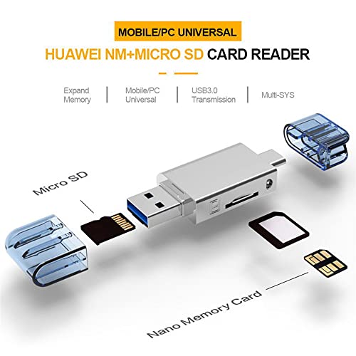 JSER USB-C Type C USB 2.0 to NM Nano Memory Card & TF Micro SD Card Reader Compatible for Huawei Cell Phone & Laptop