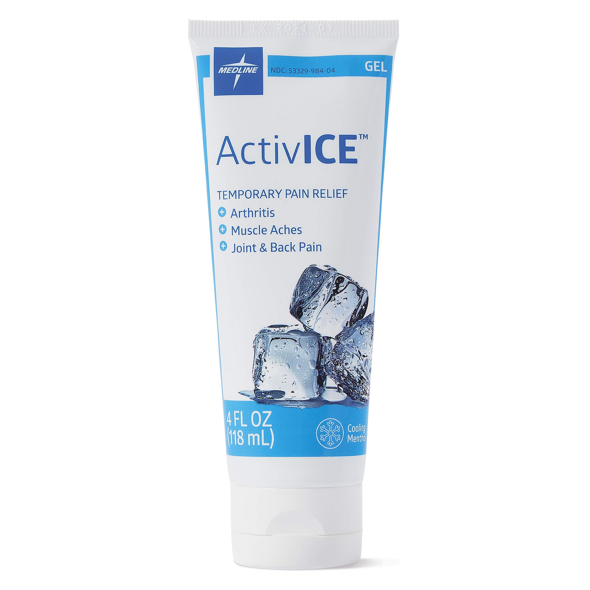 Medline ActivICE Topical Pain Reliever Gel, Great for Arthritis, Muscle Aches and Back Injuries, 4-oz Tube