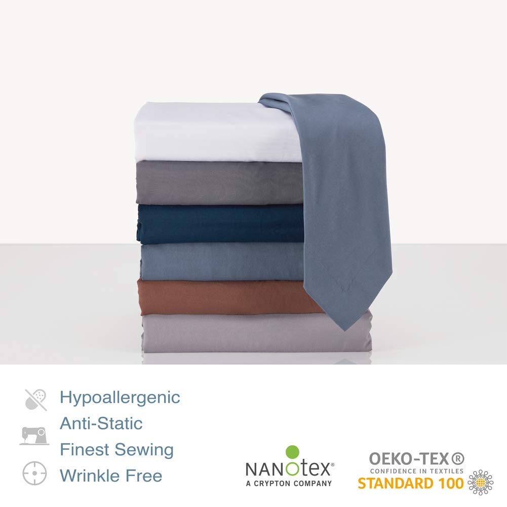 SLEEP ZONE Queen Size Duvet Cover Cooling NANOTEX Tech with Zipper Closure & 8 Corner Ties - Super Soft & Breathable All Season Comforter Cover Set 3 Pieces (White, Queen)
