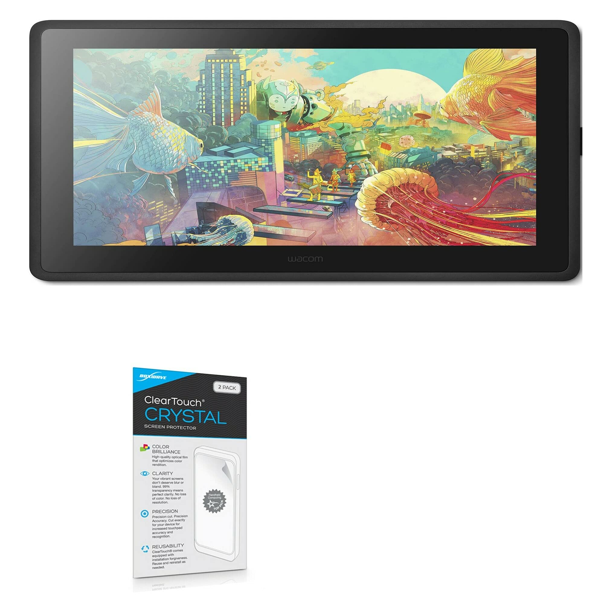 BoxWave Screen Protector Compatible with Wacom Cintiq 22 (DTK2260K0A) - ClearTouch Crystal (2-Pack), HD Film Skin - Shields from Scratches for Wacom Cintiq 22 (DTK2260K0A)