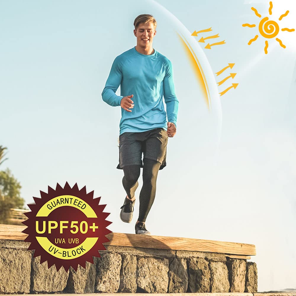 Willit Men's Sun Shirts UPF 50+ Rash Guard Long Sleeve Sun Protection Hoodie SPF UV Fishing Lightweight Athletic Running White M