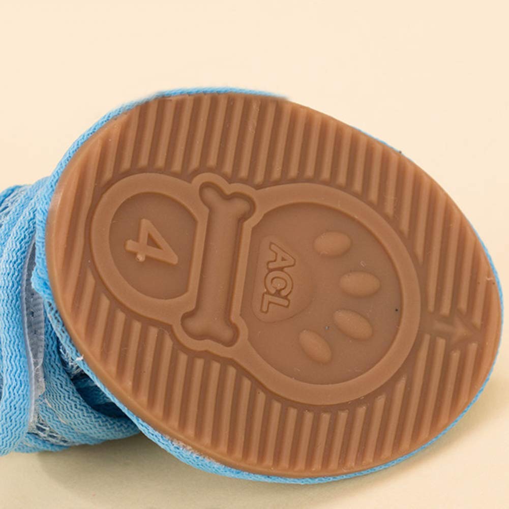 Guoainn 4Pcs Rubber Sole Mesh Cotton Breathable Anti-Skid Pet Shoes Dog Puppy Sandals Red 1#