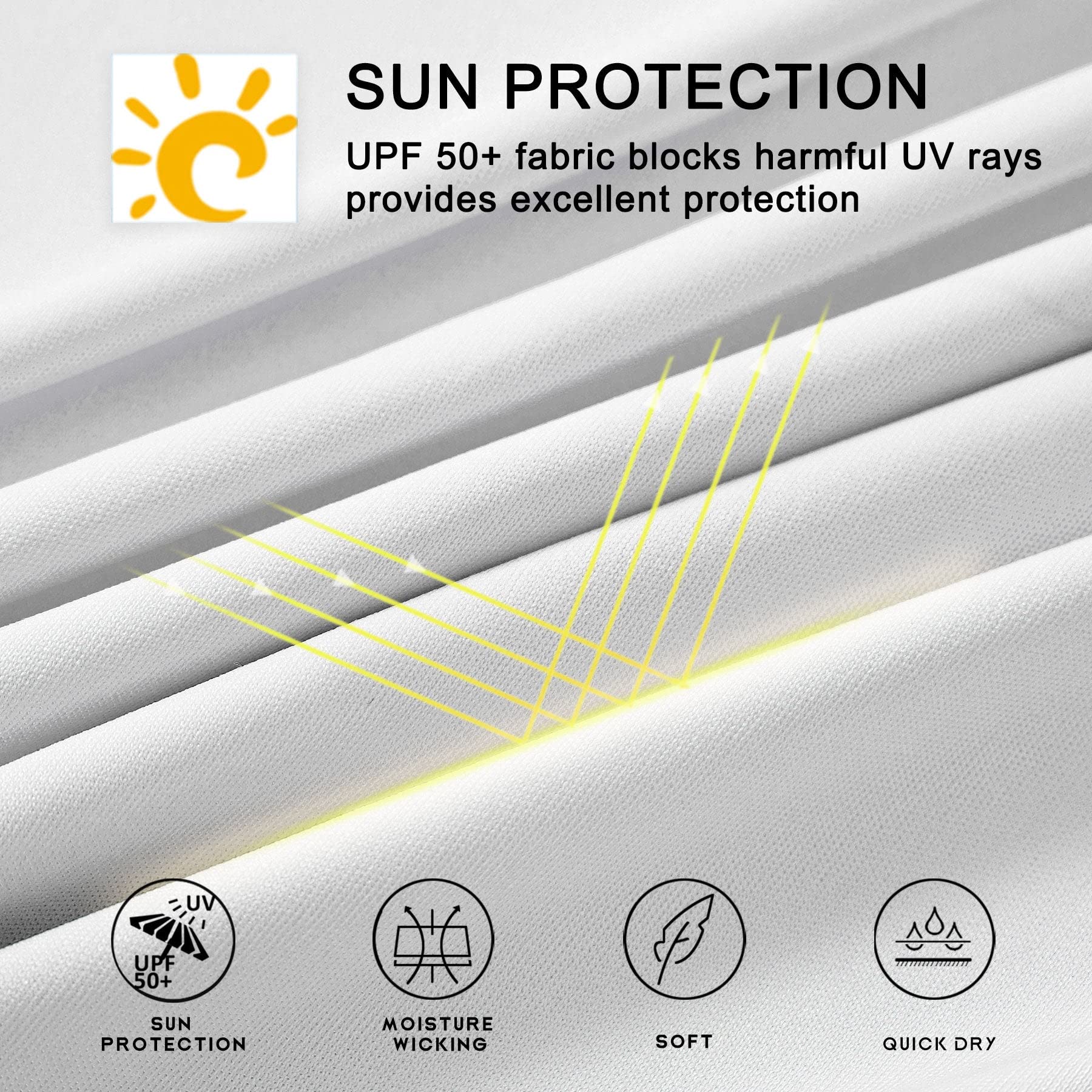 Willit Men's Sun Shirts UPF 50+ Rash Guard Long Sleeve Sun Protection Hoodie SPF UV Fishing Lightweight Athletic Running White M