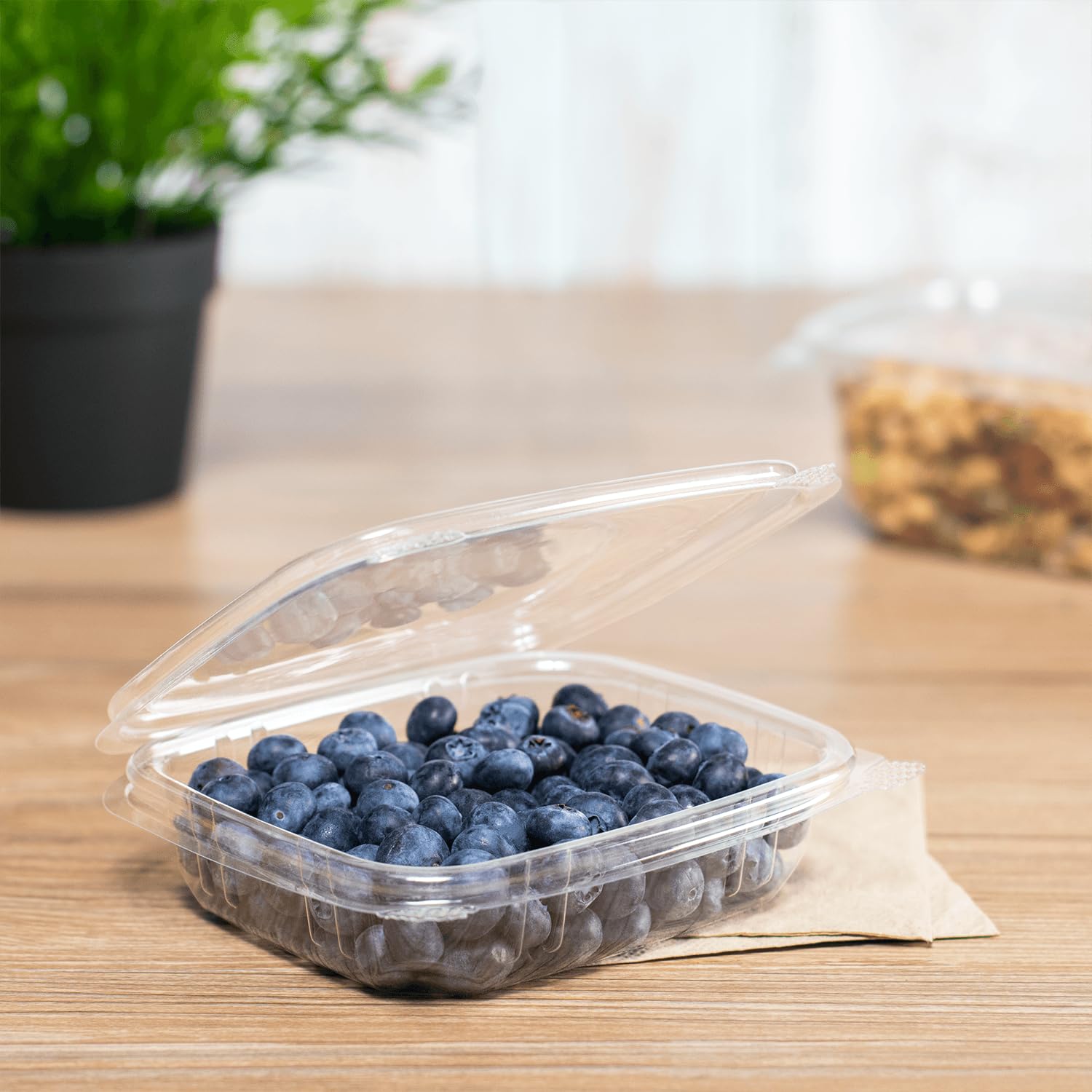 Karat [8oz -200 ct PET Hinged Deli Containers with Lids, For Pasta Salads, Fruit, Deli Sides, and Home Meal Prep - Clear Plastic Food Containers, Take Out Containers