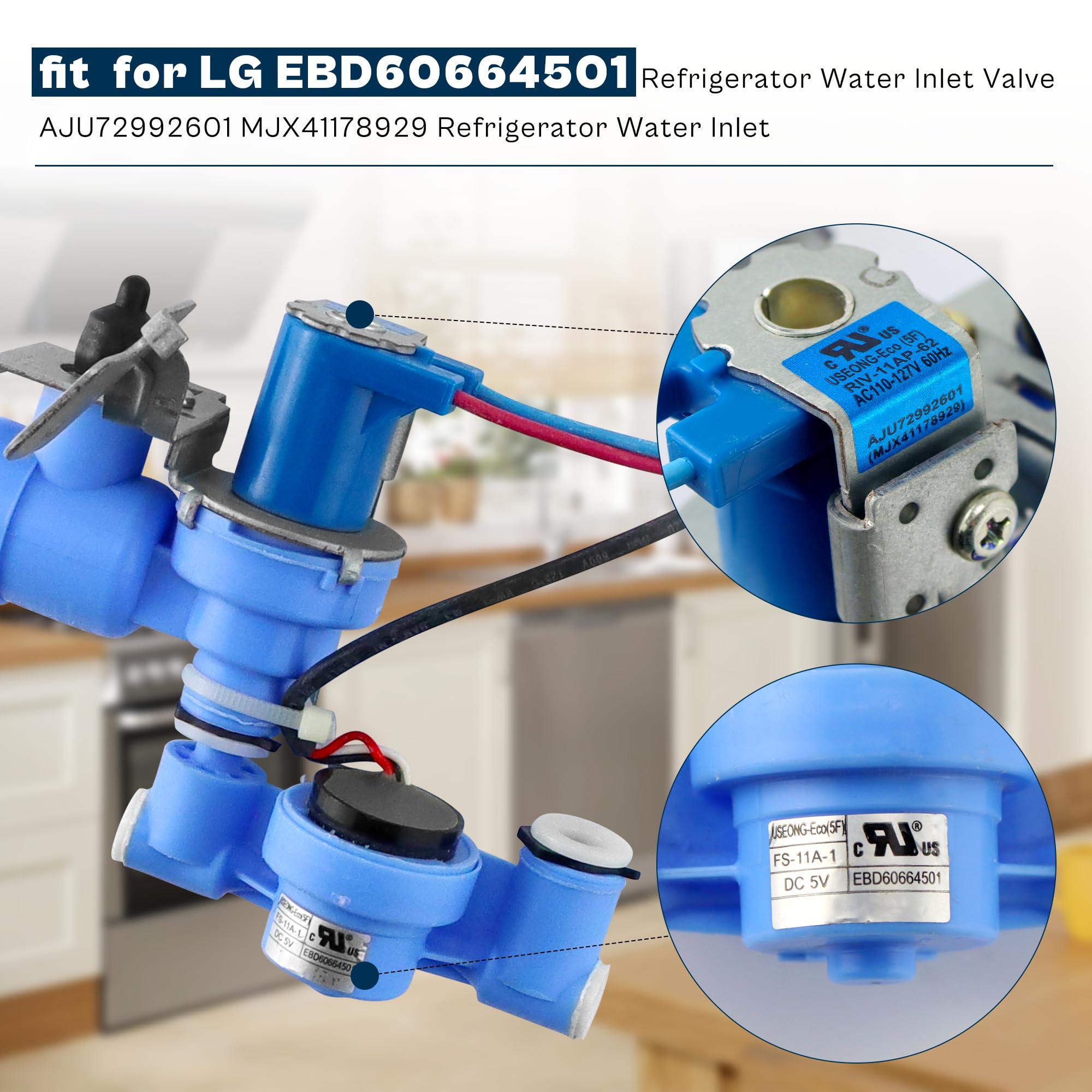 AJU72992601 Refrigerator Water Inlet Valve fit for LG fridge LFX LMX series,Replacement fit for Ken.more 795 series 79573055410 AP4671476 PS3533117 prime&swift