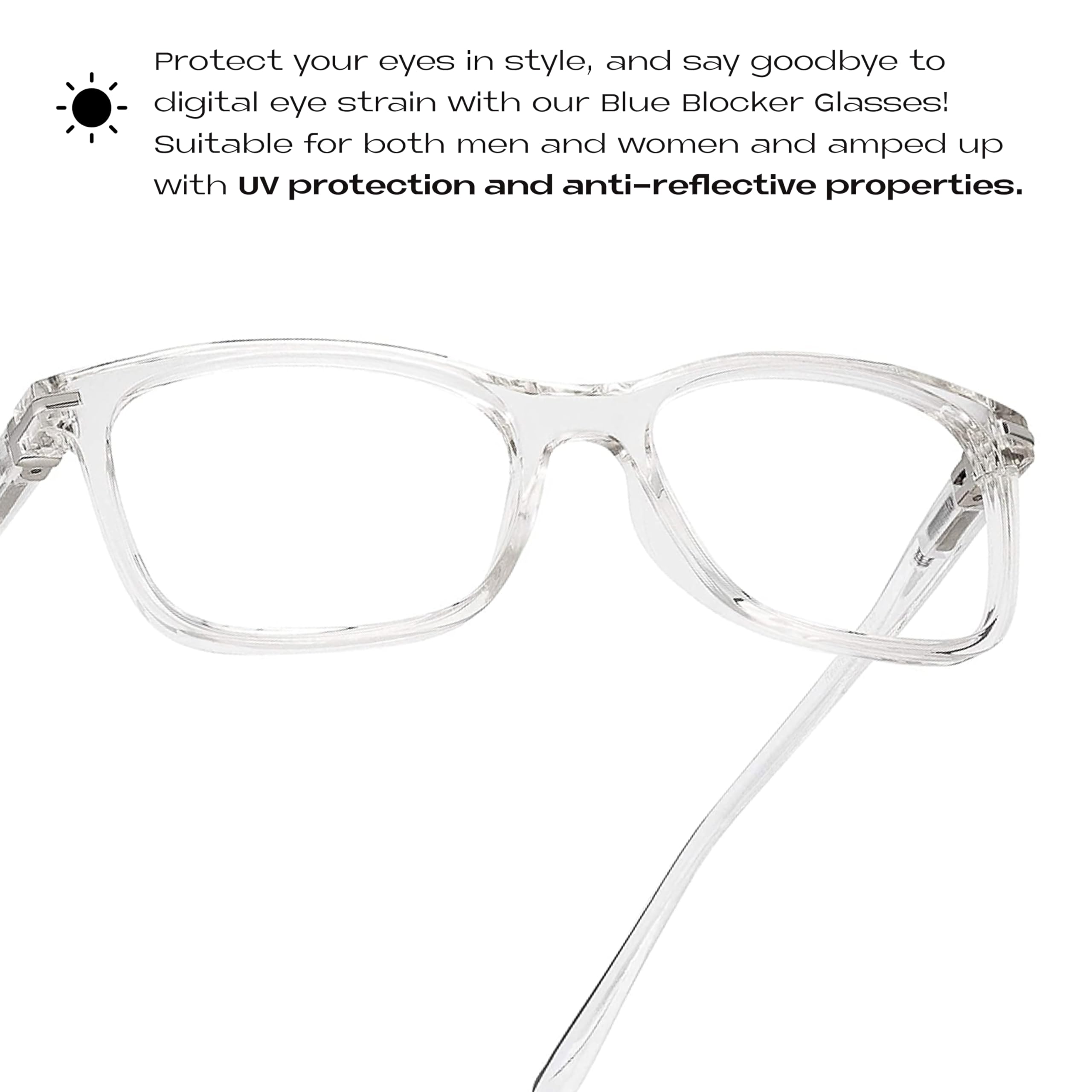 Readerest Blue Light Blocking Reading Glasses (Clear, 1.75 Magnification) Computer Eyeglasses With Thin Reflective Lens, Antiglare, Eye Strain, UV Protection, Stylish For Men And Women
