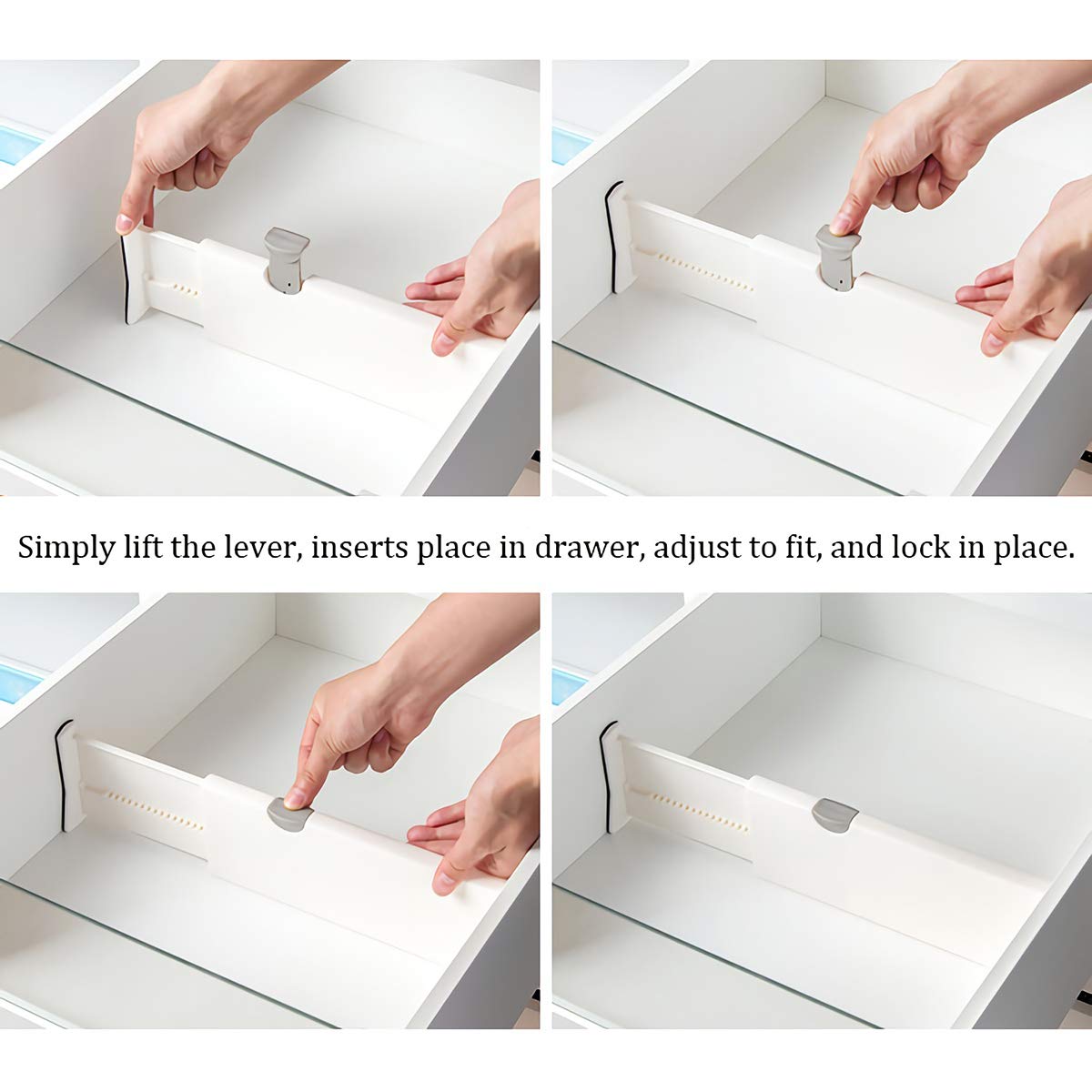 Kingrol 4 Pack 11-17 Inch Expandable Drawer Organizers Dividers with Nonslip Ends, Household Separators for Kitchen Utensils Dressers Clothes Craft Office Supplies