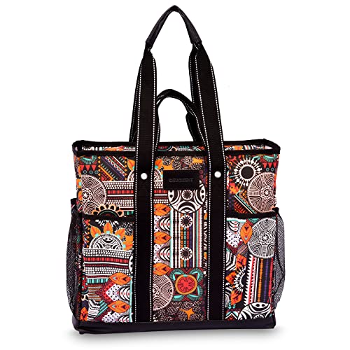 DEMOMENT Water Resistance Large Canvas Utility Tote Bag,Work Teacher Nurse Shoulder Women Bag(Tribal)