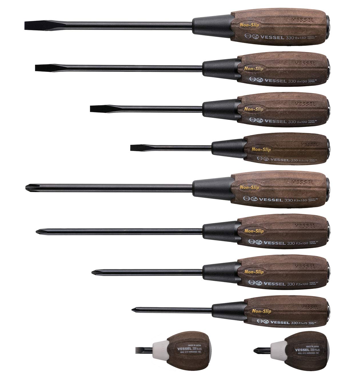 VESSEL Wood-COMPO 3010PS Screwdriver Set of 10