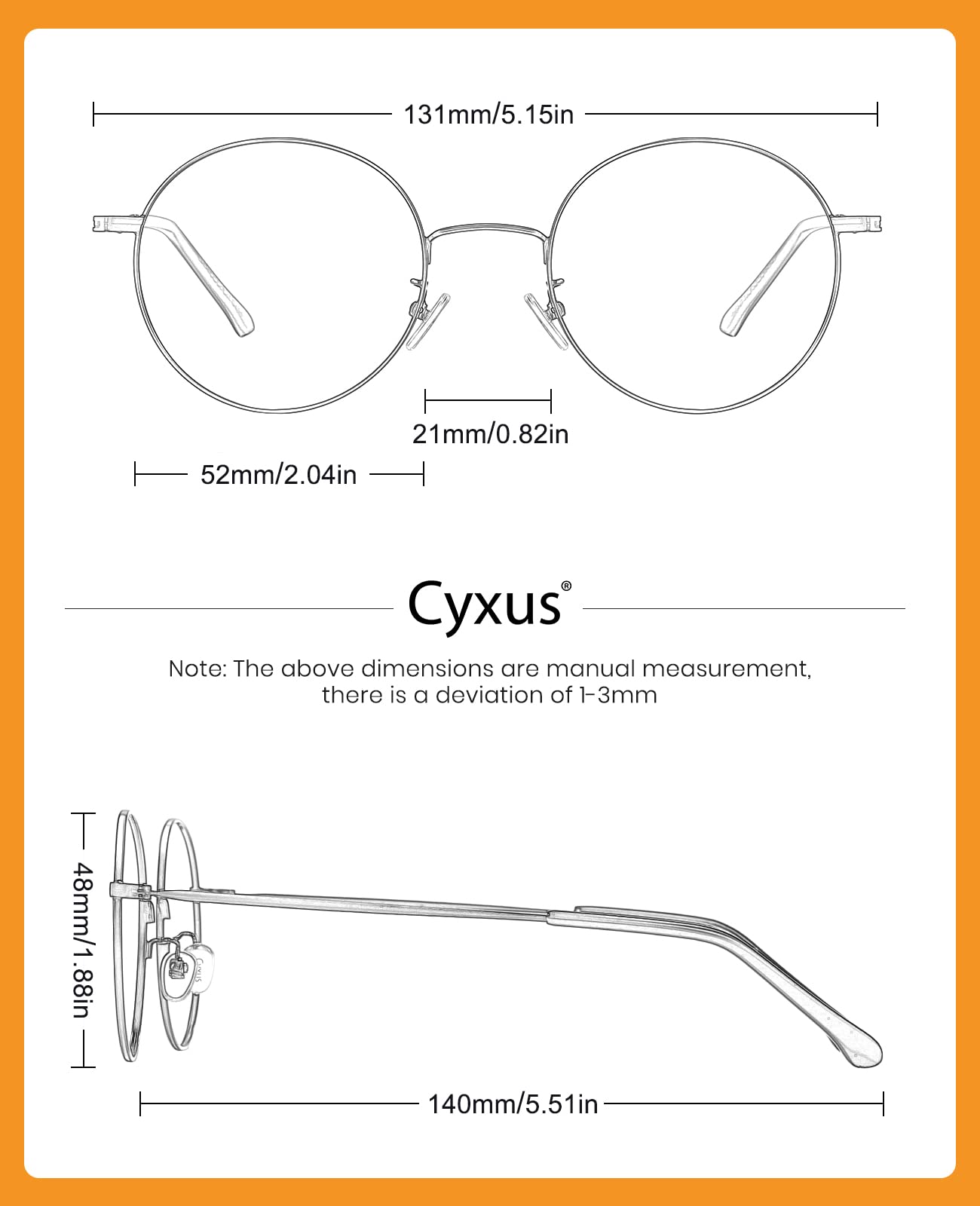 Cyxus Blue Light Glasses for Women Men Round UV Blocking Computer Glasses Clear Lens Metal Large Frame Eyewear Ultra Light Relieve Digital Screen Eye Strain, Headache