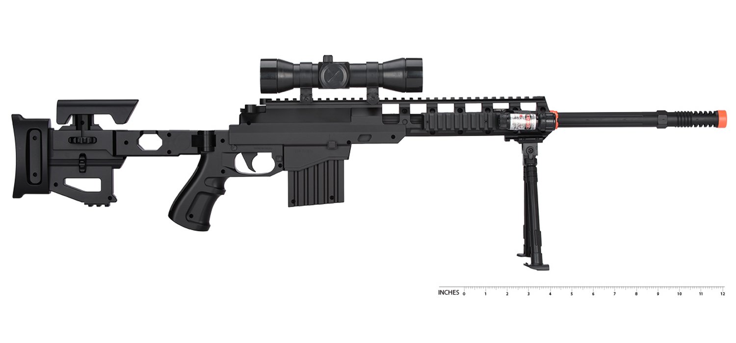 UKARMS CQB P1402 Spring Airsoft Tactical Sniper Rifle Gun : Folding Stock + Flashlight + Bipod