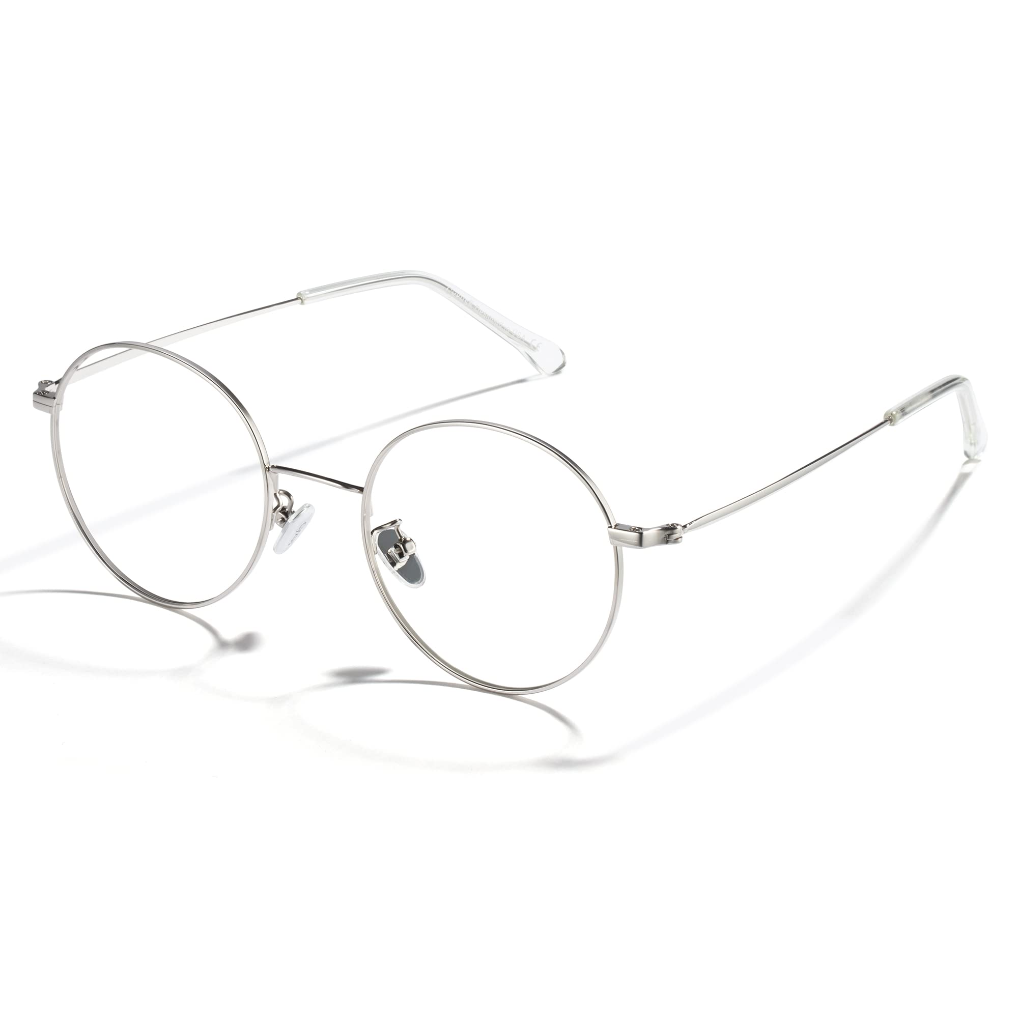 Cyxus Blue Light Glasses for Women Men Round UV Blocking Computer Glasses Clear Lens Metal Large Frame Eyewear Ultra Light Relieve Digital Screen Eye Strain, Headache