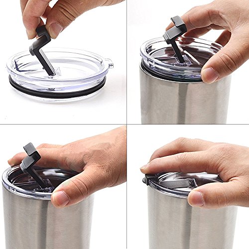 Weierken 20oz 2 Lids with Slider Spill Resistant Vacuum Replacement Black Locking Closure for Yeti Tumbler, No Leak with Closure Cup Fit Open/Close 3 INCH DIAMETER Travel Lid or Sports Bottle