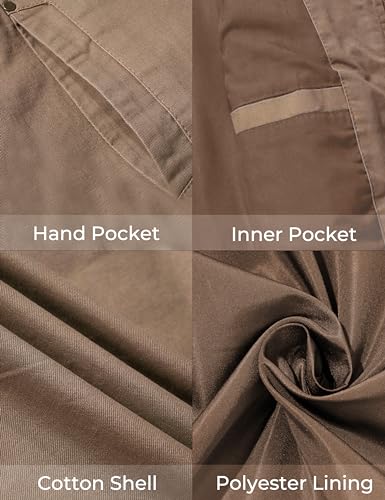 WenVen Men's Light Cotton Outwear Windbreaker Classic Military Jacket (Khaki, L)
